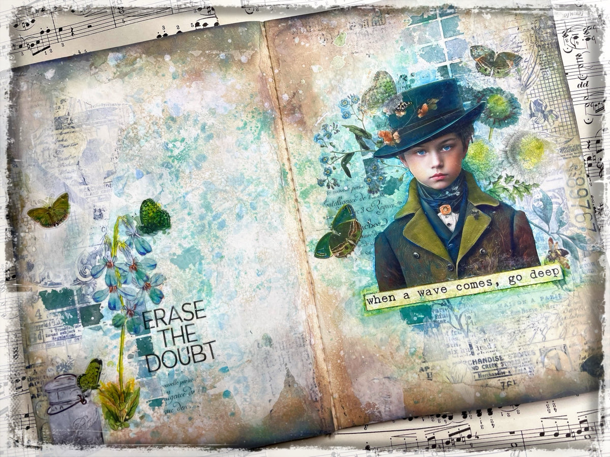 Erase The Doubt: Art journal spread by Louise Crosbie — The Mad Scrapper