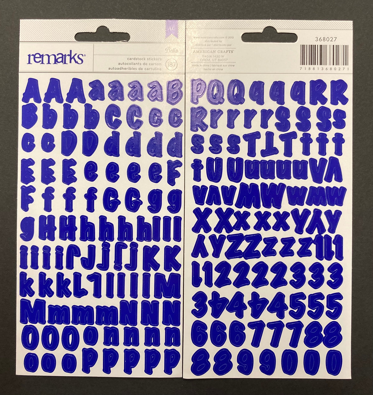 Remarks Alphabet Stickers - Bella - Blue — The Mad Scrapper